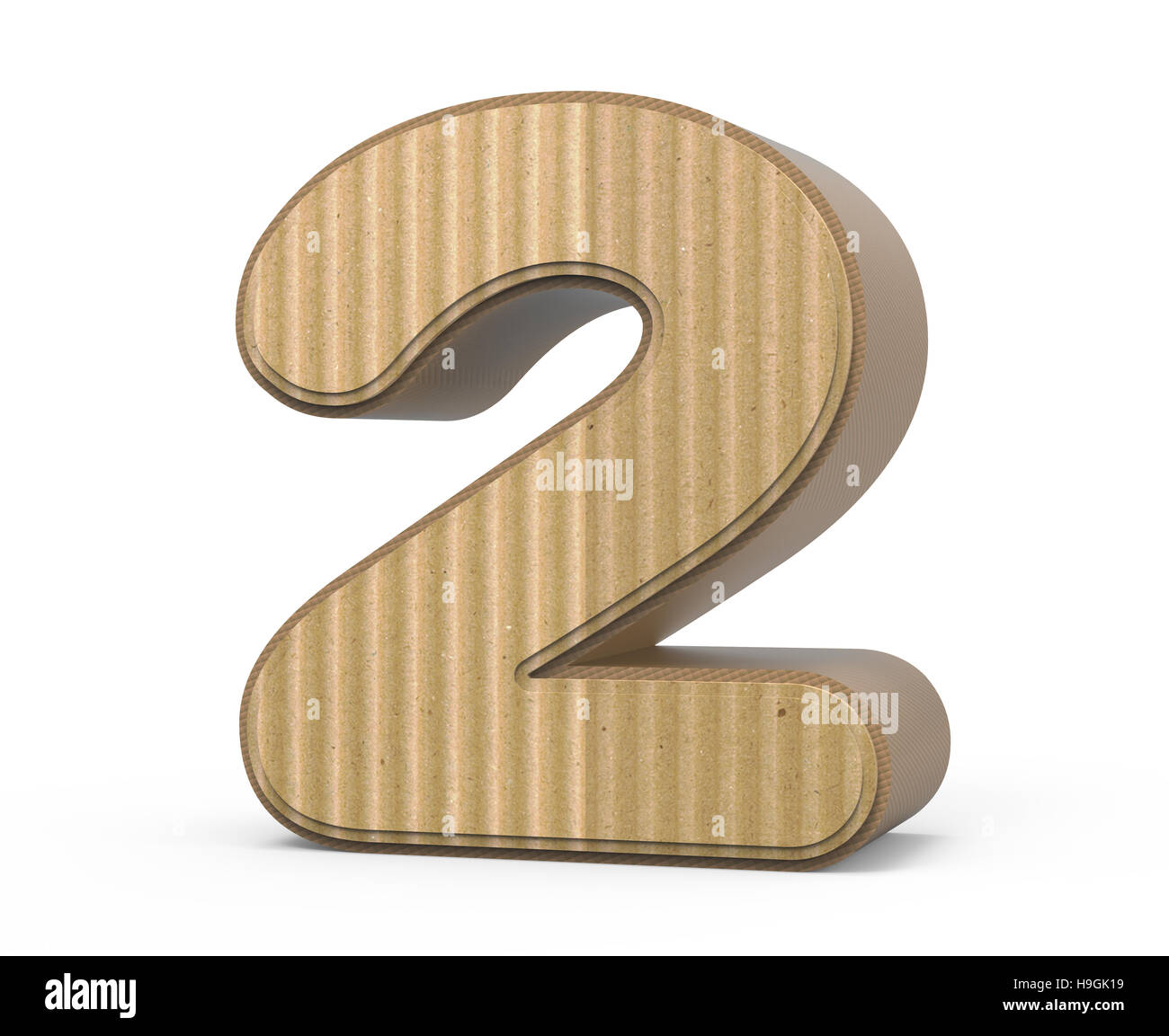 right tilt corrugated cardboard number 2, 3D rendering graphic isolated ...