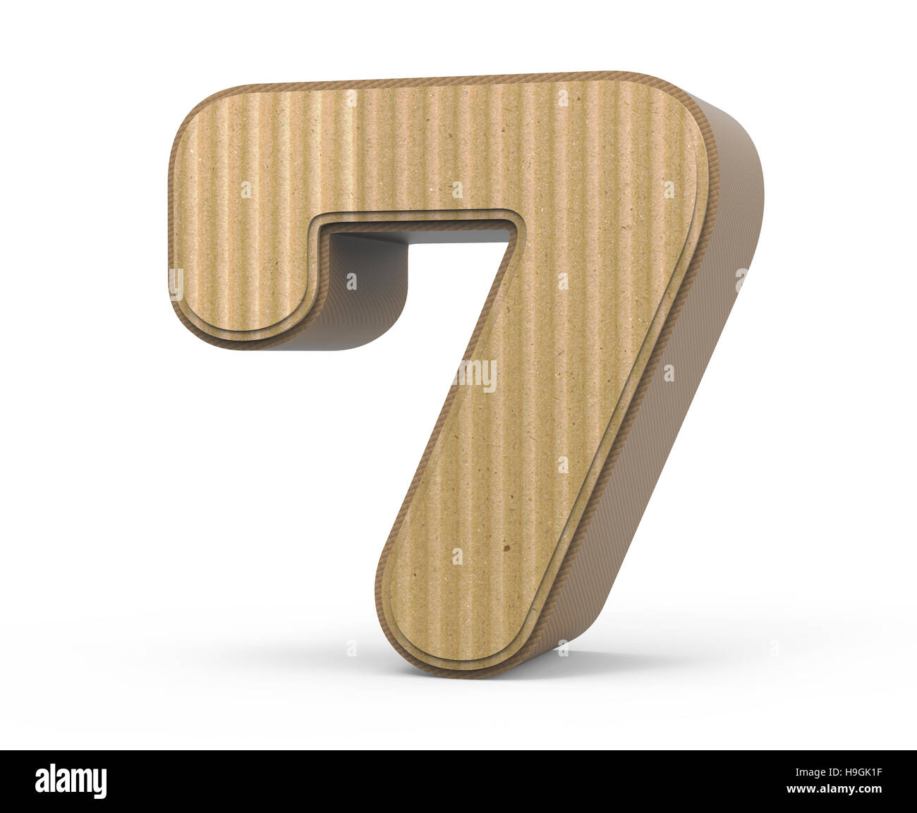 right tilt corrugated cardboard number 7, 3D rendering graphic isolated ...
