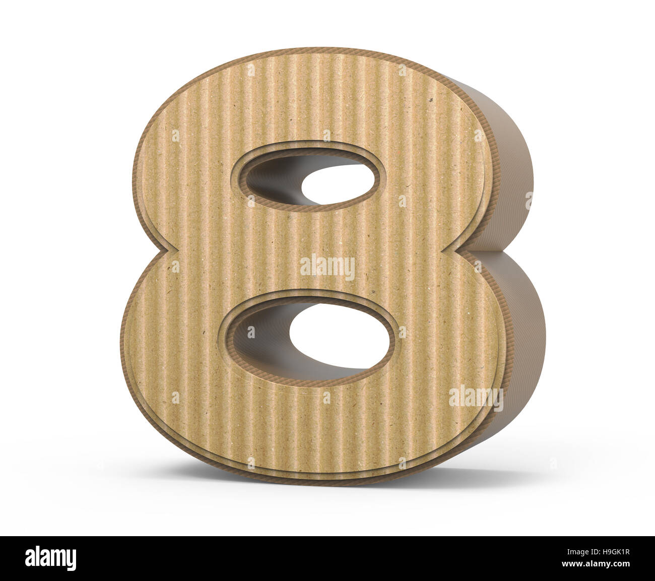 right tilt corrugated cardboard number 8, 3D rendering graphic isolated ...