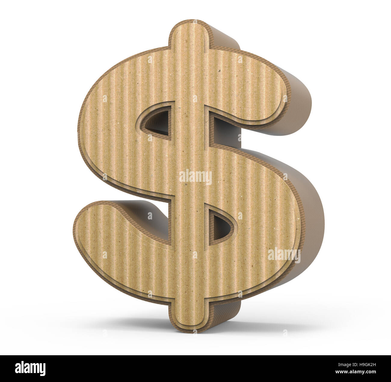 right tilt corrugated cardboard money mark, 3D rendering graphic ...