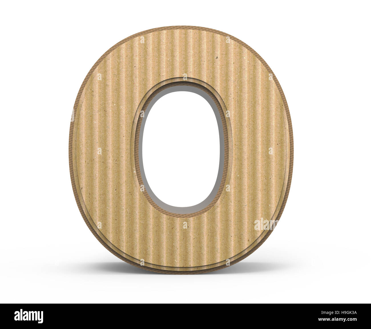 corrugated cardboard number 0, 3D rendering graphic isolated on white ...