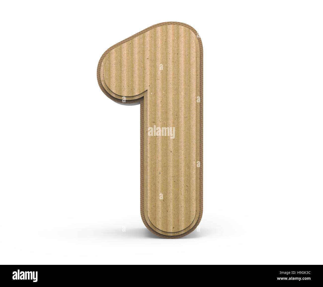 corrugated cardboard number 1, 3D rendering graphic isolated on white ...