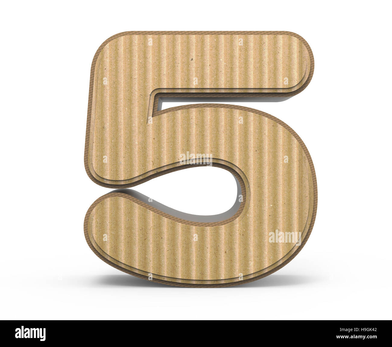 corrugated cardboard number 5, 3D rendering graphic isolated on white ...