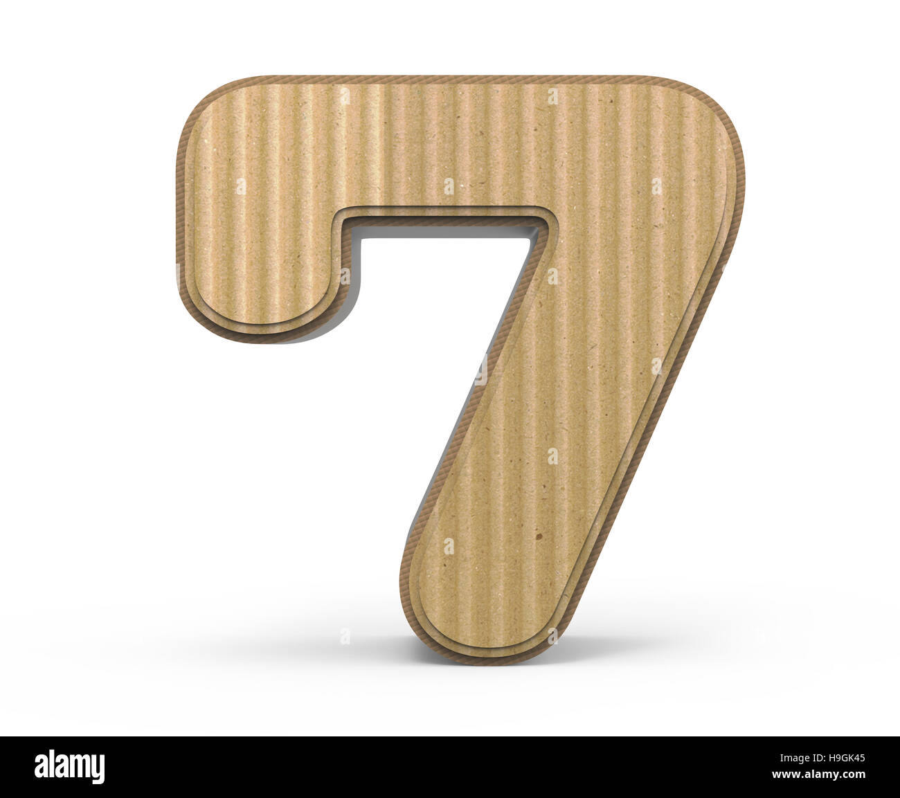 corrugated cardboard number 7, 3D rendering graphic isolated on white ...