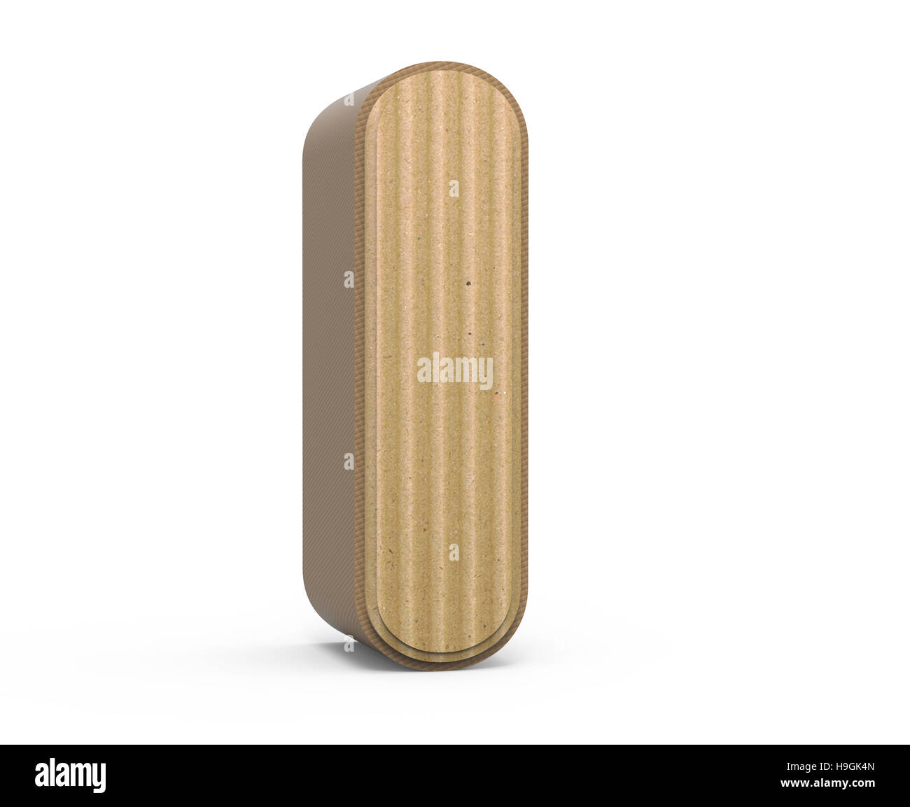 left tilt corrugated cardboard letter I, 3D rendering graphic isolated ...