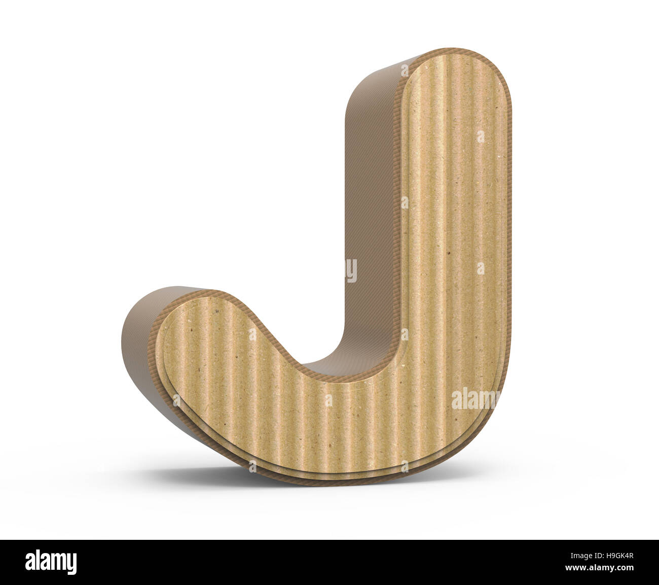 left tilt corrugated cardboard letter J, 3D rendering graphic isolated ...