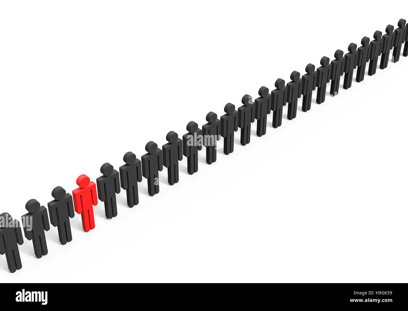 red man image in a very line of the black ones, 3d illustration white ...