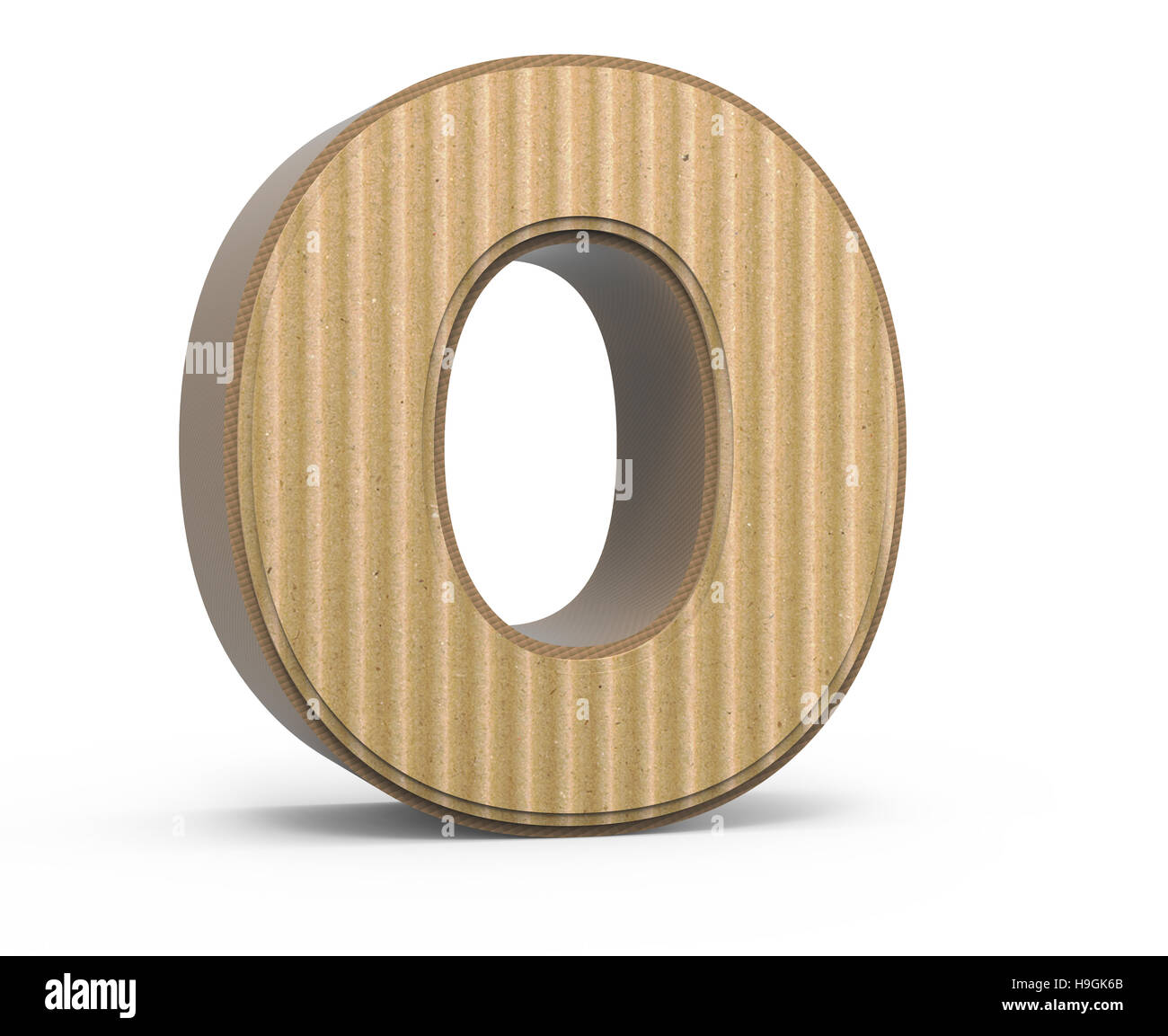 left tilt corrugated cardboard number 0, 3D rendering graphic isolated ...