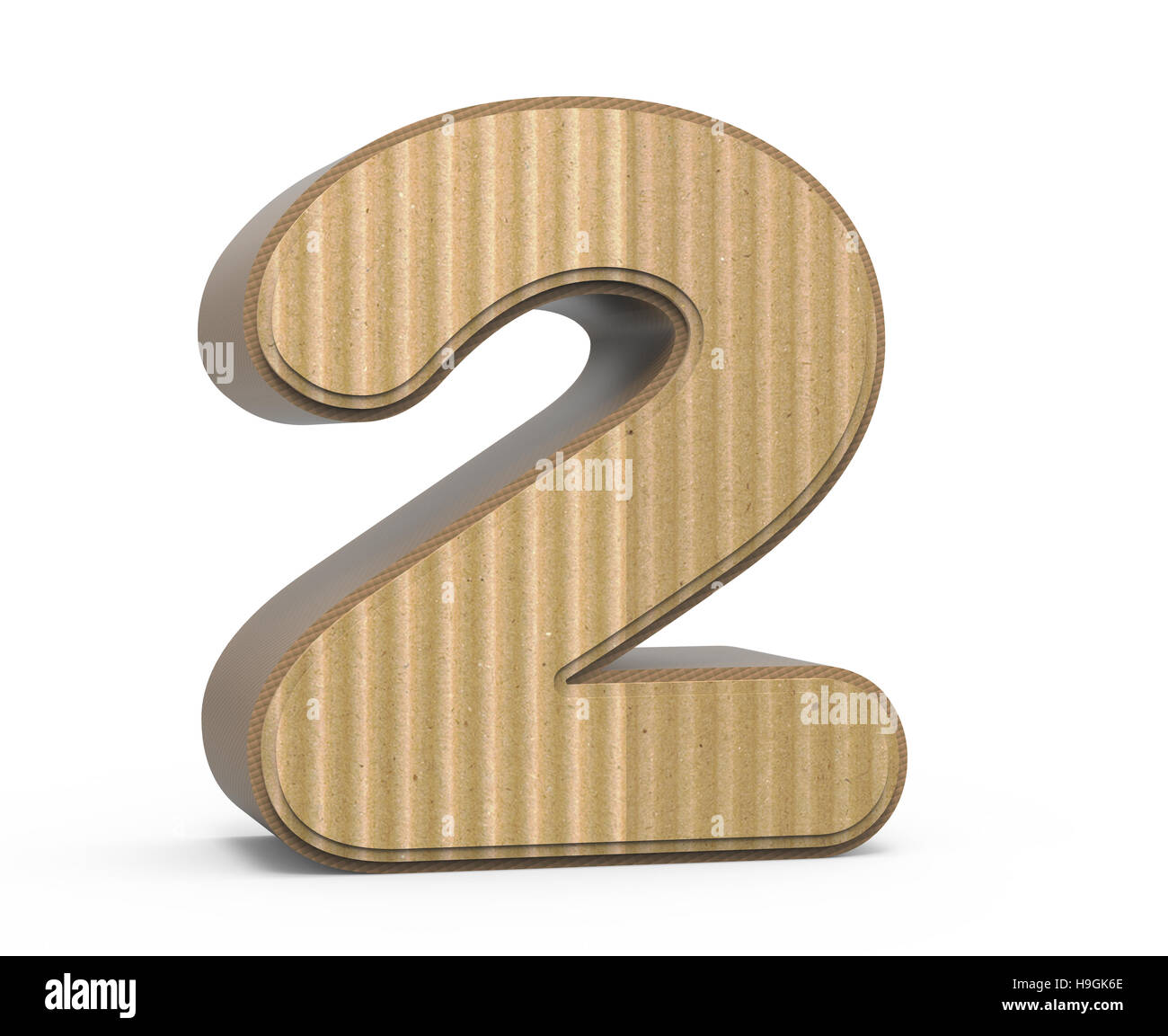 left tilt corrugated cardboard number 2, 3D rendering graphic isolated ...