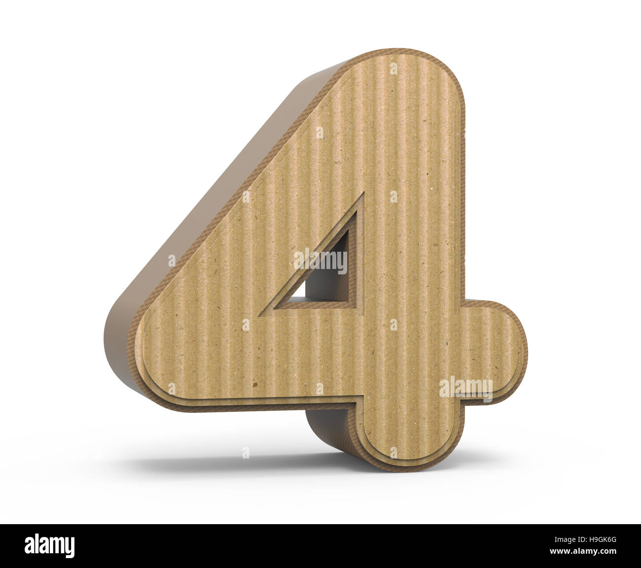 left tilt corrugated cardboard number 4, 3D rendering graphic isolated ...