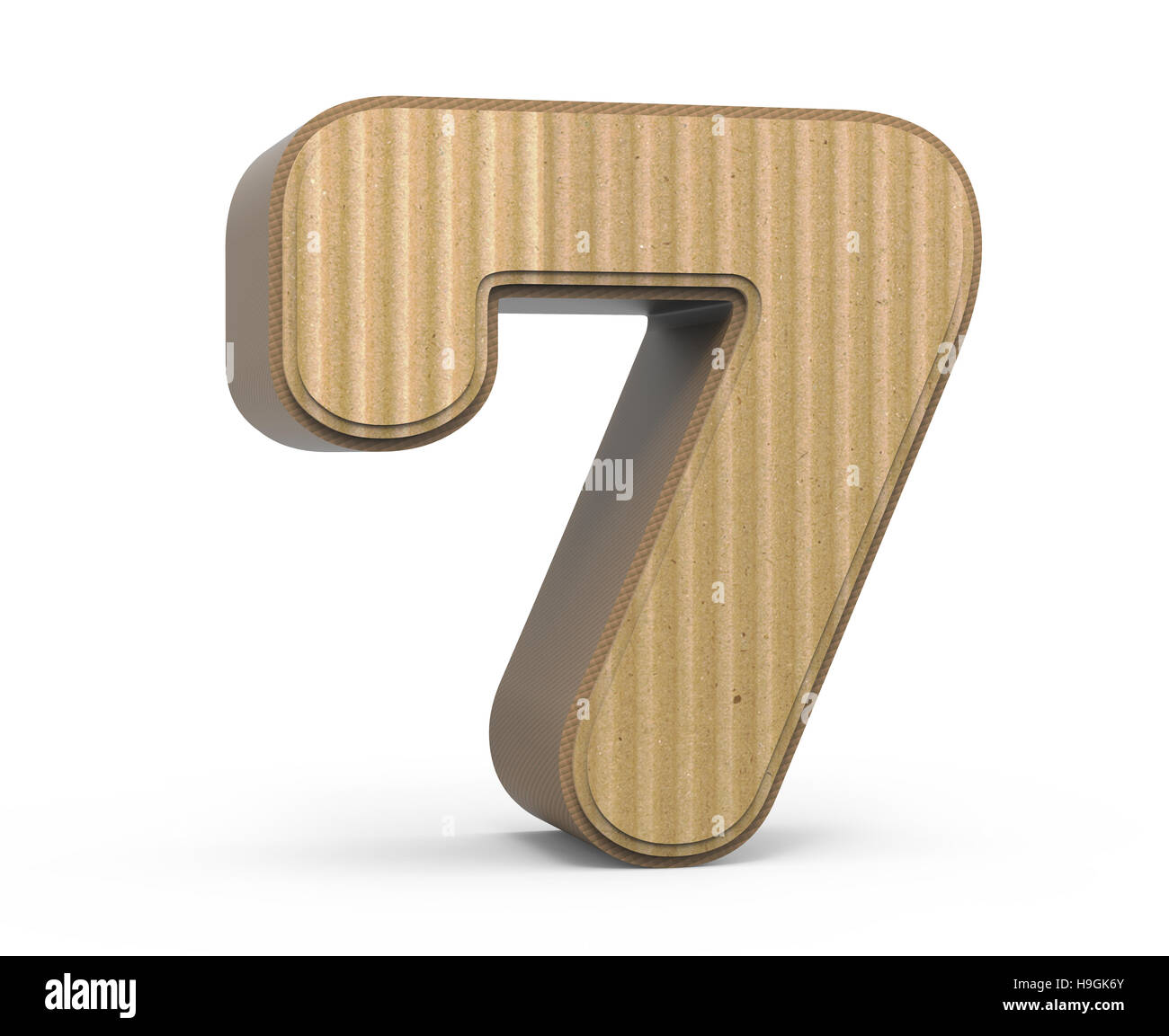 left tilt corrugated cardboard number 7, 3D rendering graphic isolated ...
