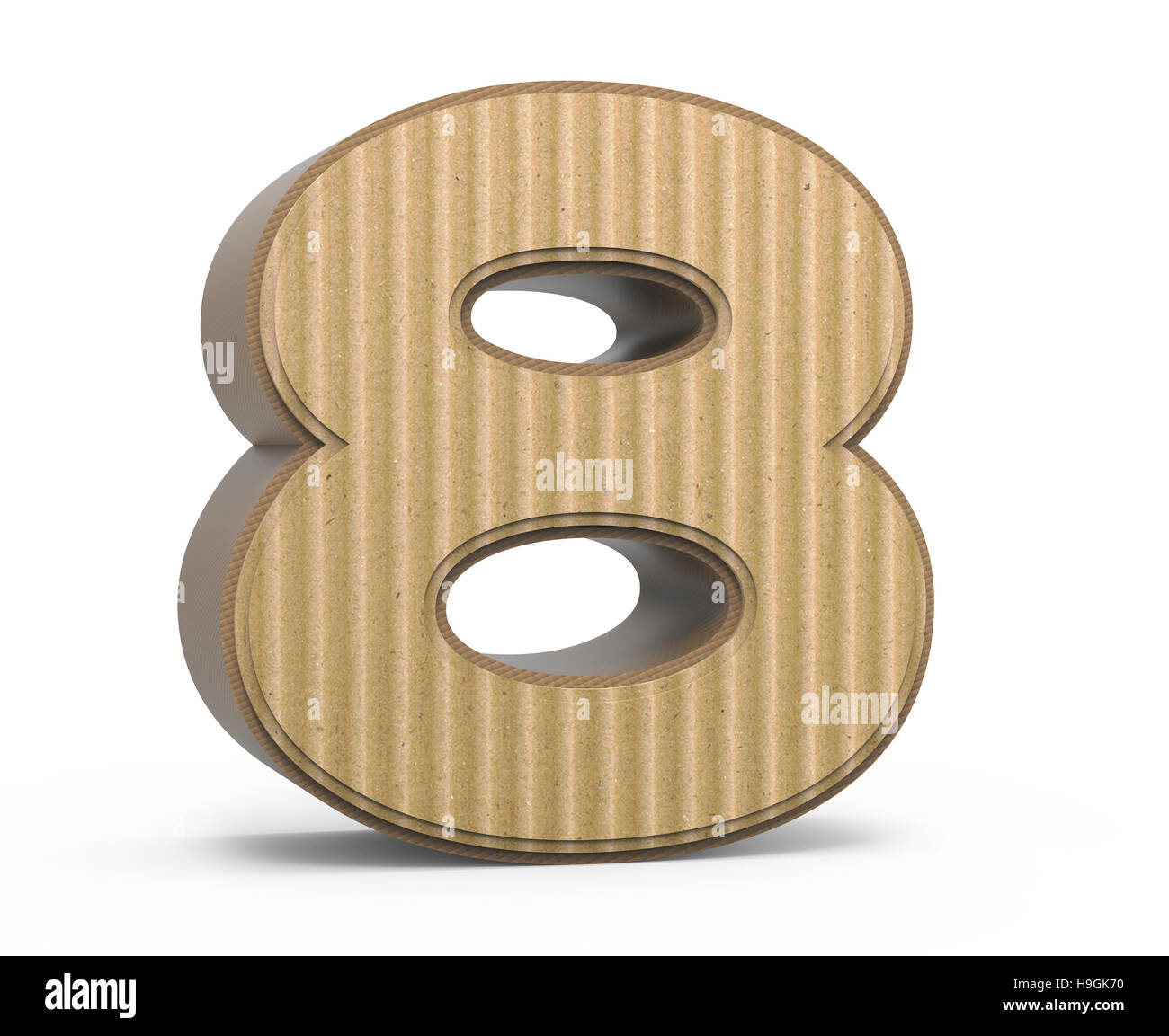left tilt corrugated cardboard number 8, 3D rendering graphic isolated ...