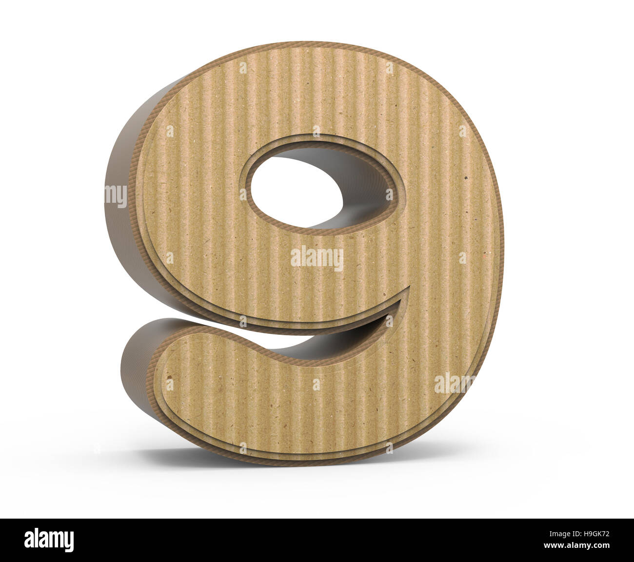 left tilt corrugated cardboard number 9, 3D rendering graphic isolated ...