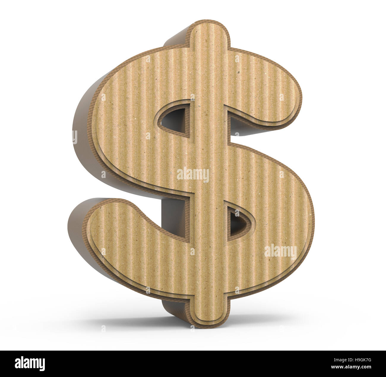 left tilt corrugated cardboard money mark, 3D rendering graphic ...