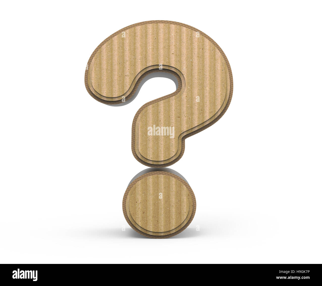 corrugated cardboard question mark, 3D rendering graphic isolated on ...