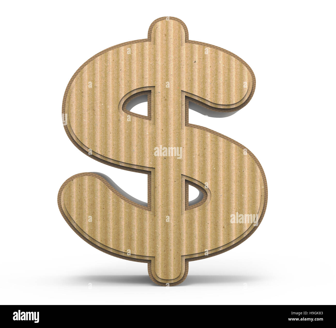 corrugated cardboard money mark, 3D rendering graphic isolated on white ...