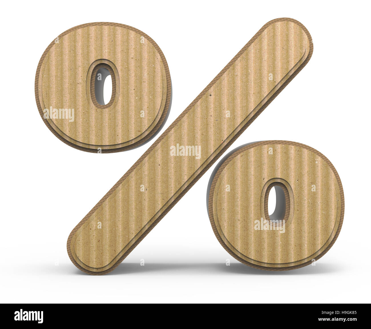 corrugated cardboard percent mark, 3D rendering graphic isolated on ...