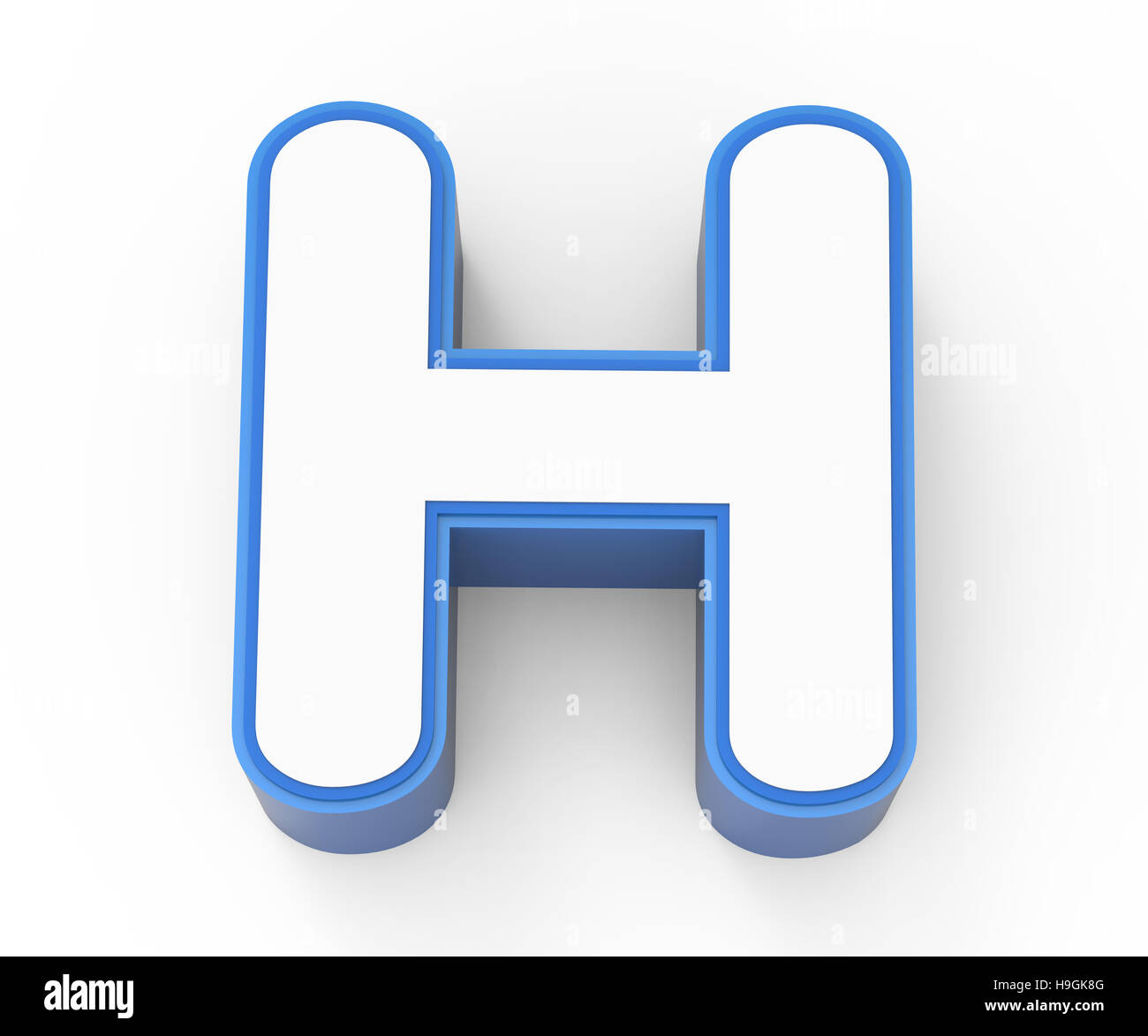 blue framed white letter H, 3D rendering graphic isolated on white ...