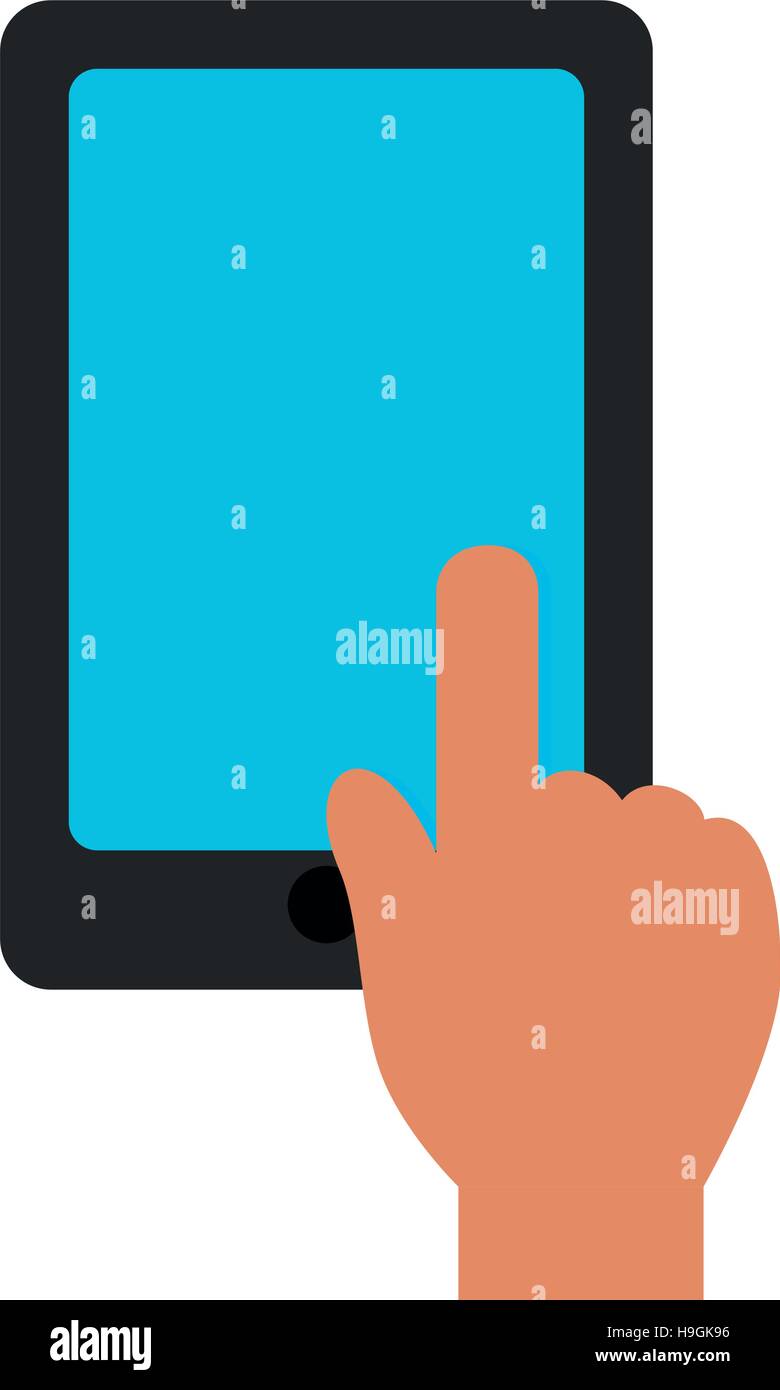 hand touch tablet blue screen graphic Stock Vector Image & Art - Alamy