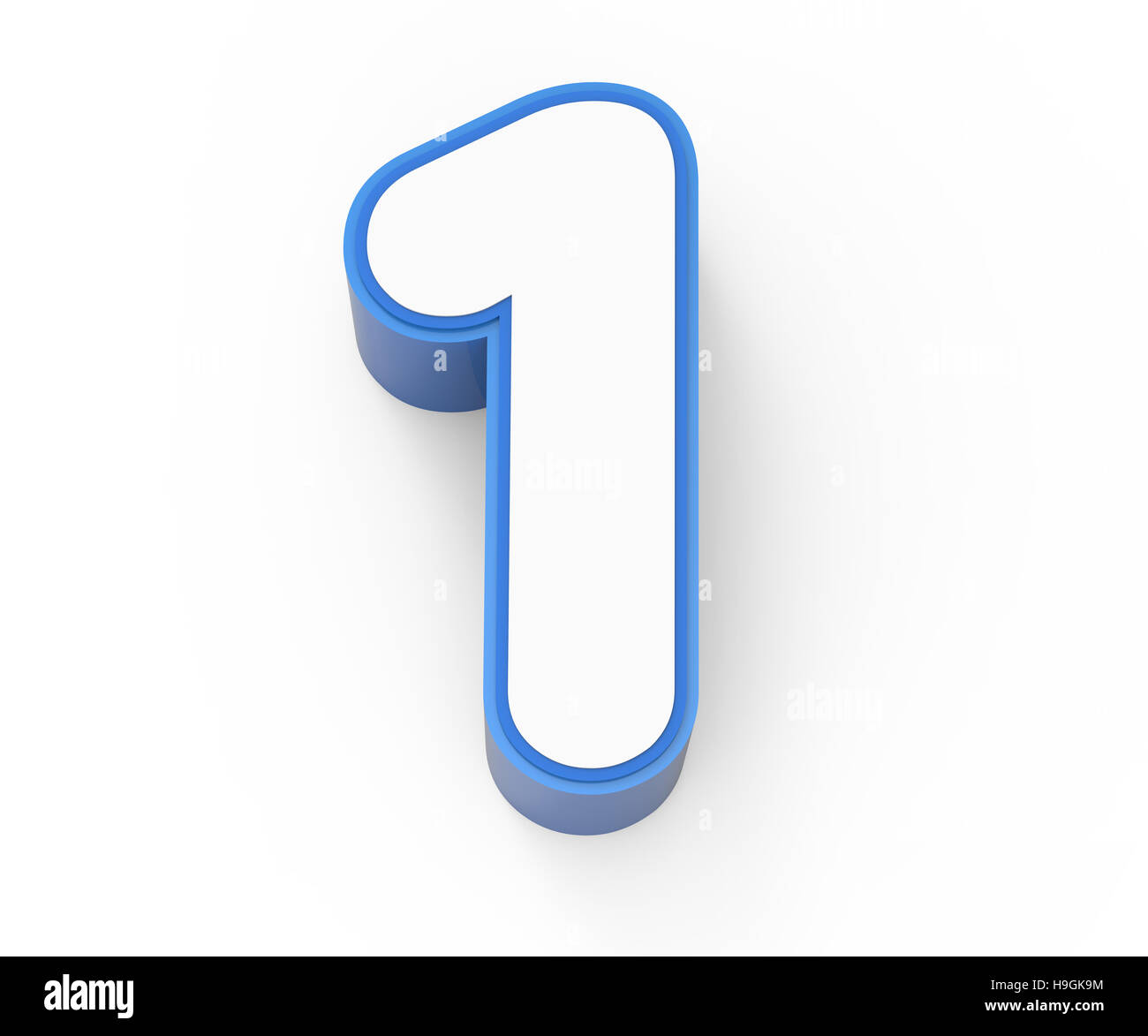 blue framed white number 1, 3D rendering graphic isolated on white ...