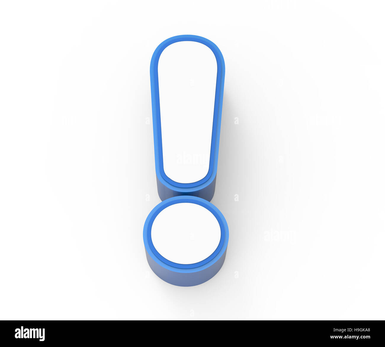 blue framed white exclamation mark, 3D rendering graphic isolated on ...