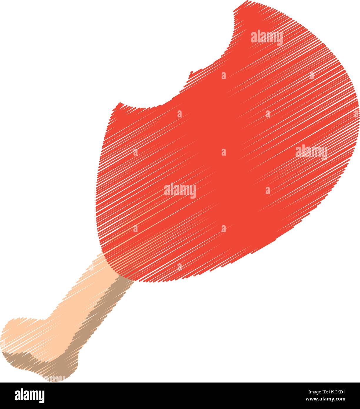 hand colored drawing chicken thigh bite icon Stock Vector Image & Art ...