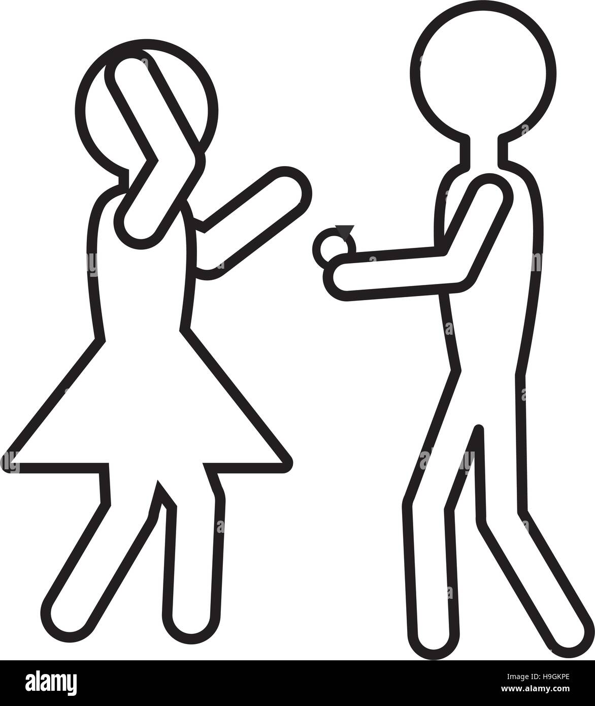 Marriage proposal vector cartoon Black and White Stock Photos & Images ...