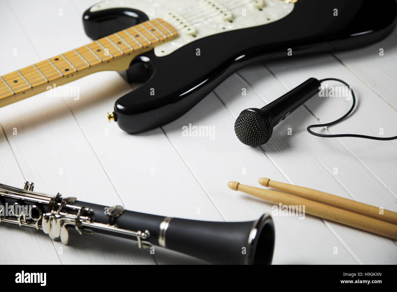 portrait of instruments for a blues - jazz band Stock Photo - Alamy