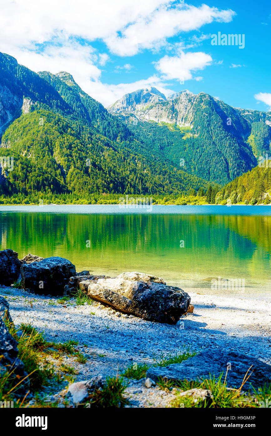 beautiful lake surrounded by stunning mountain landscape Stock Photo ...