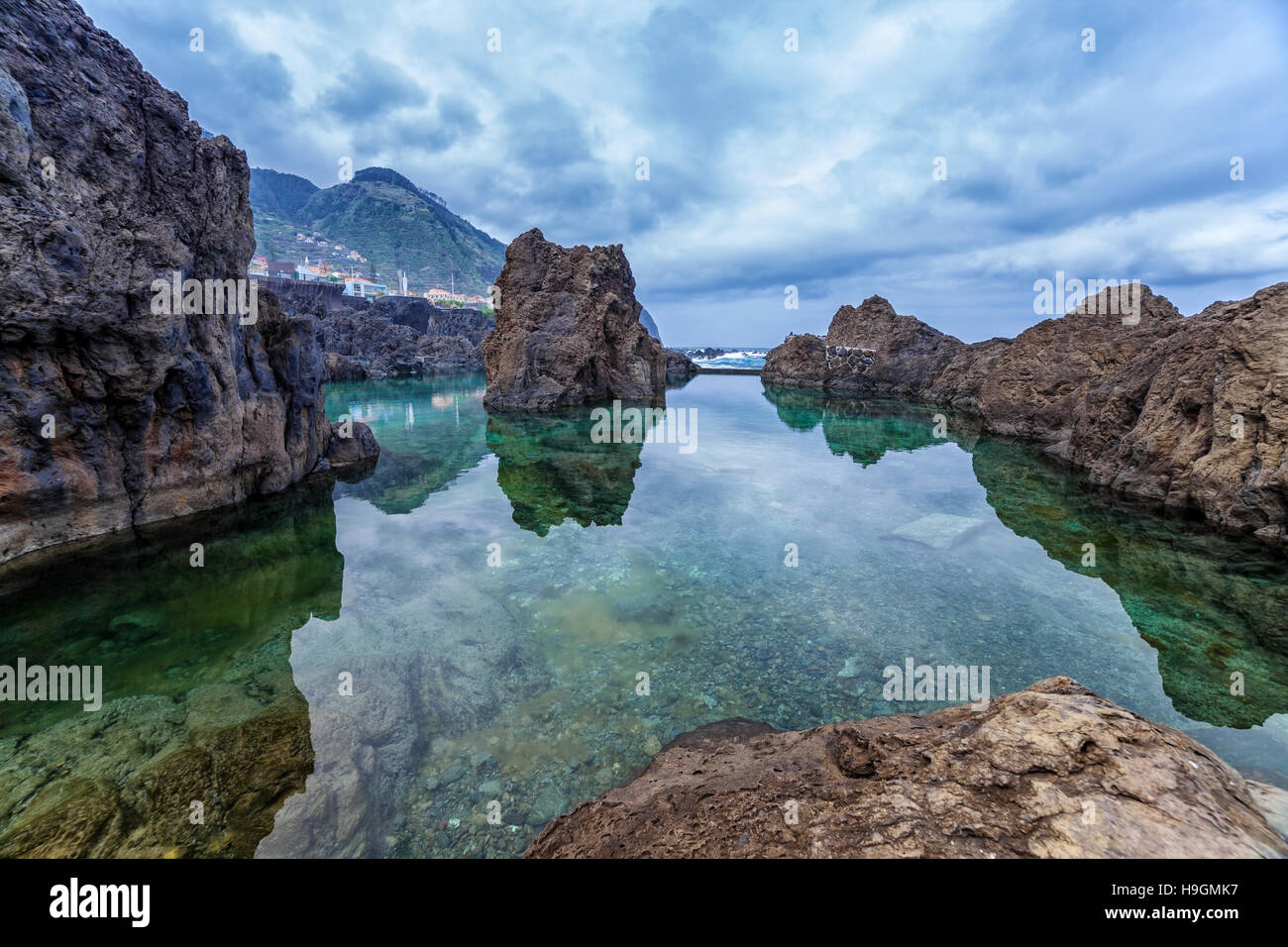 Natural volcanic pools with sea water in Porto Moniz, Madeira, Portugal ...