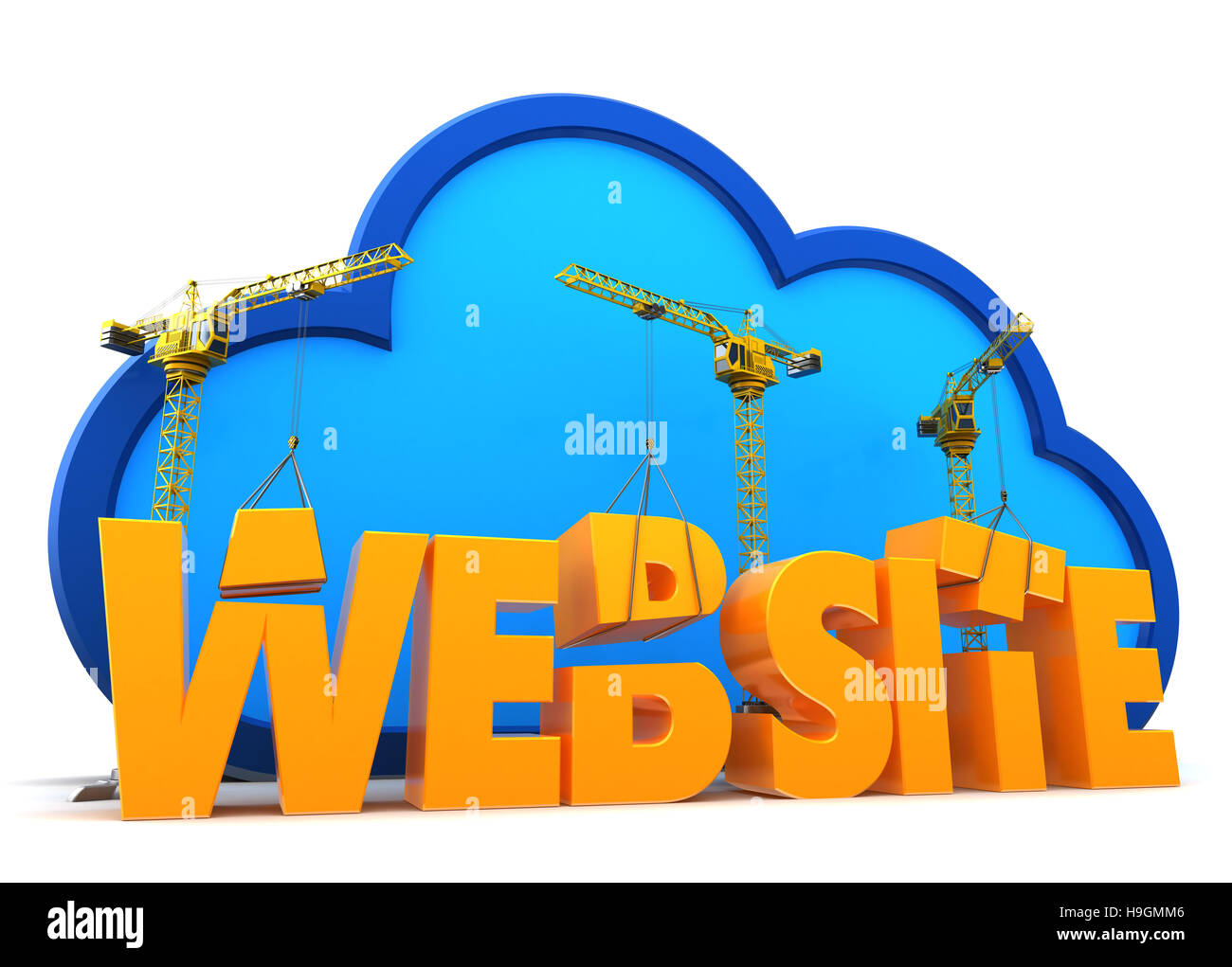 3d illustration of web site construction over cloud background Stock ...