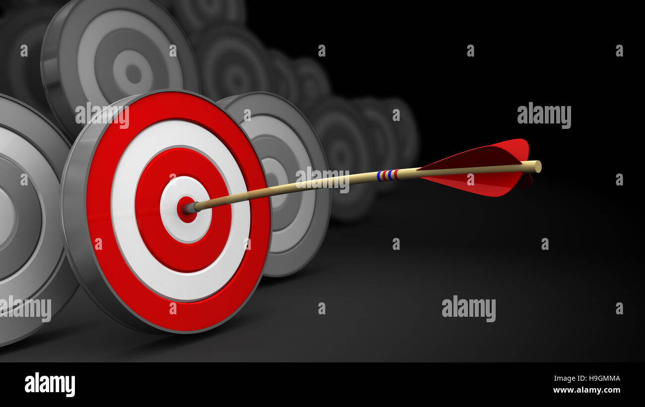 3d illustration of one right target choice and hit Stock Photo - Alamy