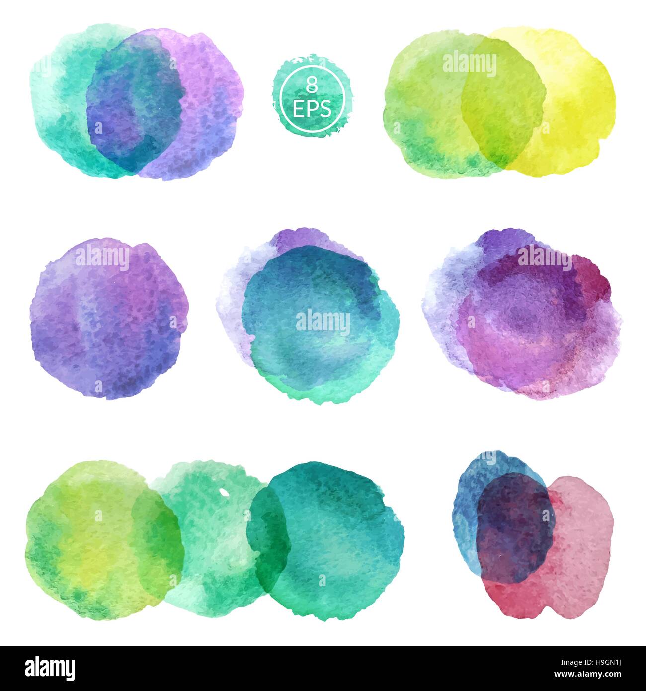 Vector. Set of hand drawn watercolor blots. Hand drawn watercolor blots ...