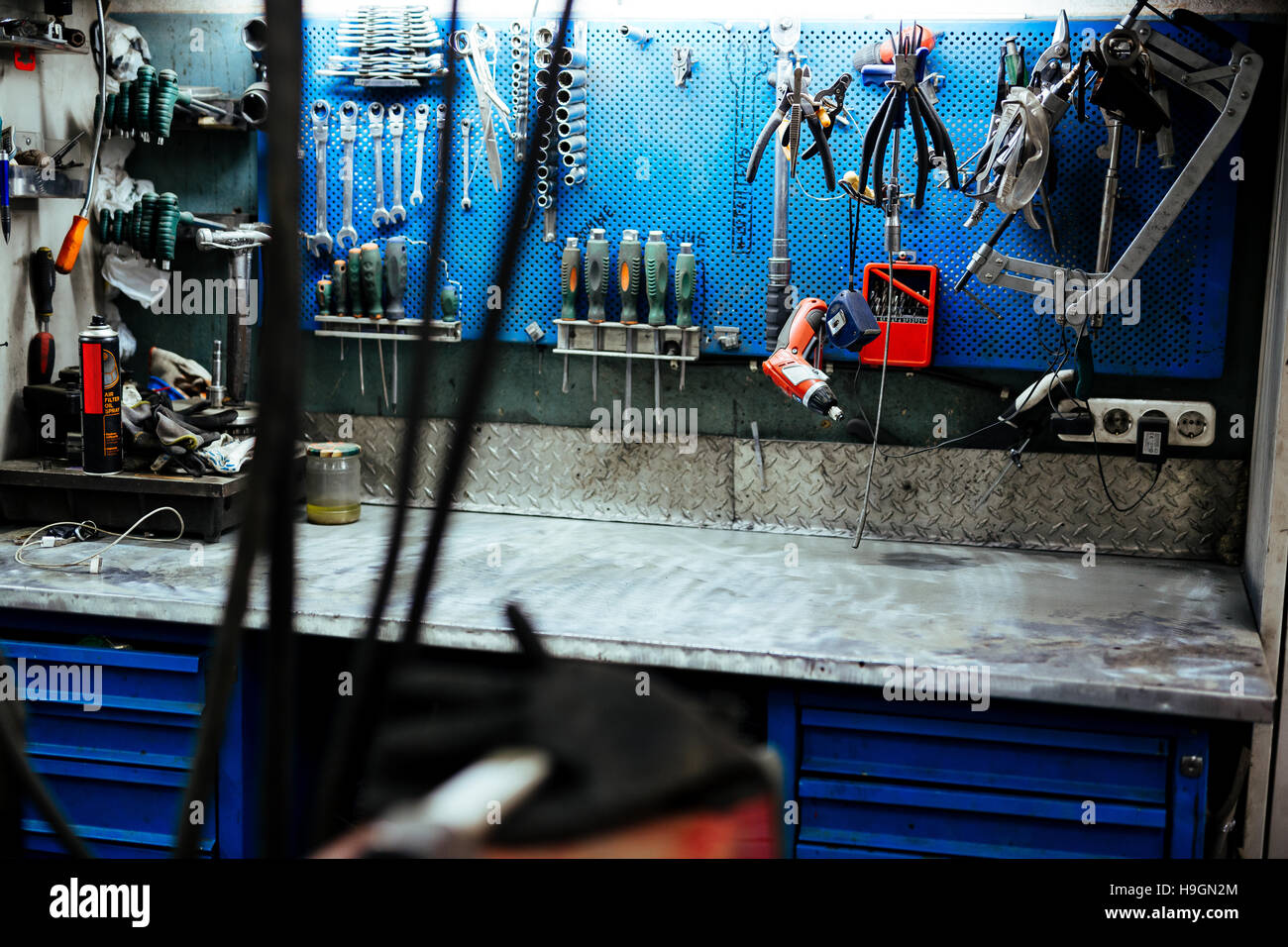Sets of repair tools in workshop of troubleshooting Stock Photo - Alamy