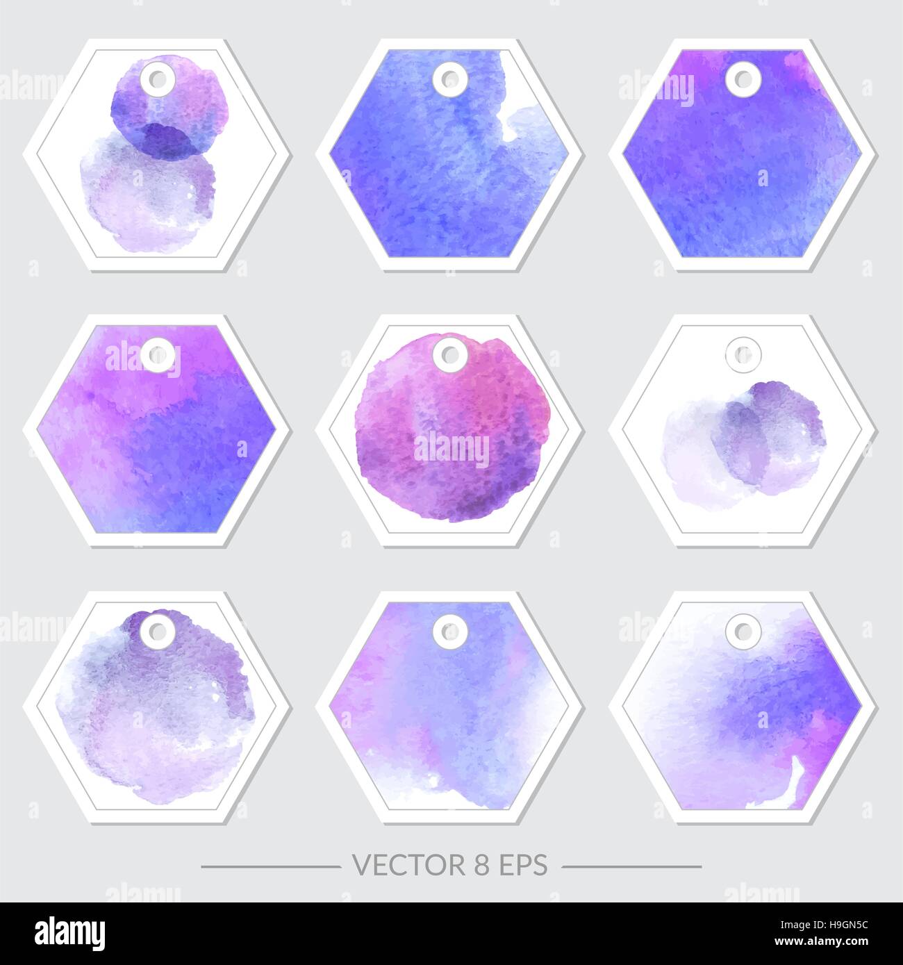 Vector. Set of tags with watercolor textures. Set of tags for design ...