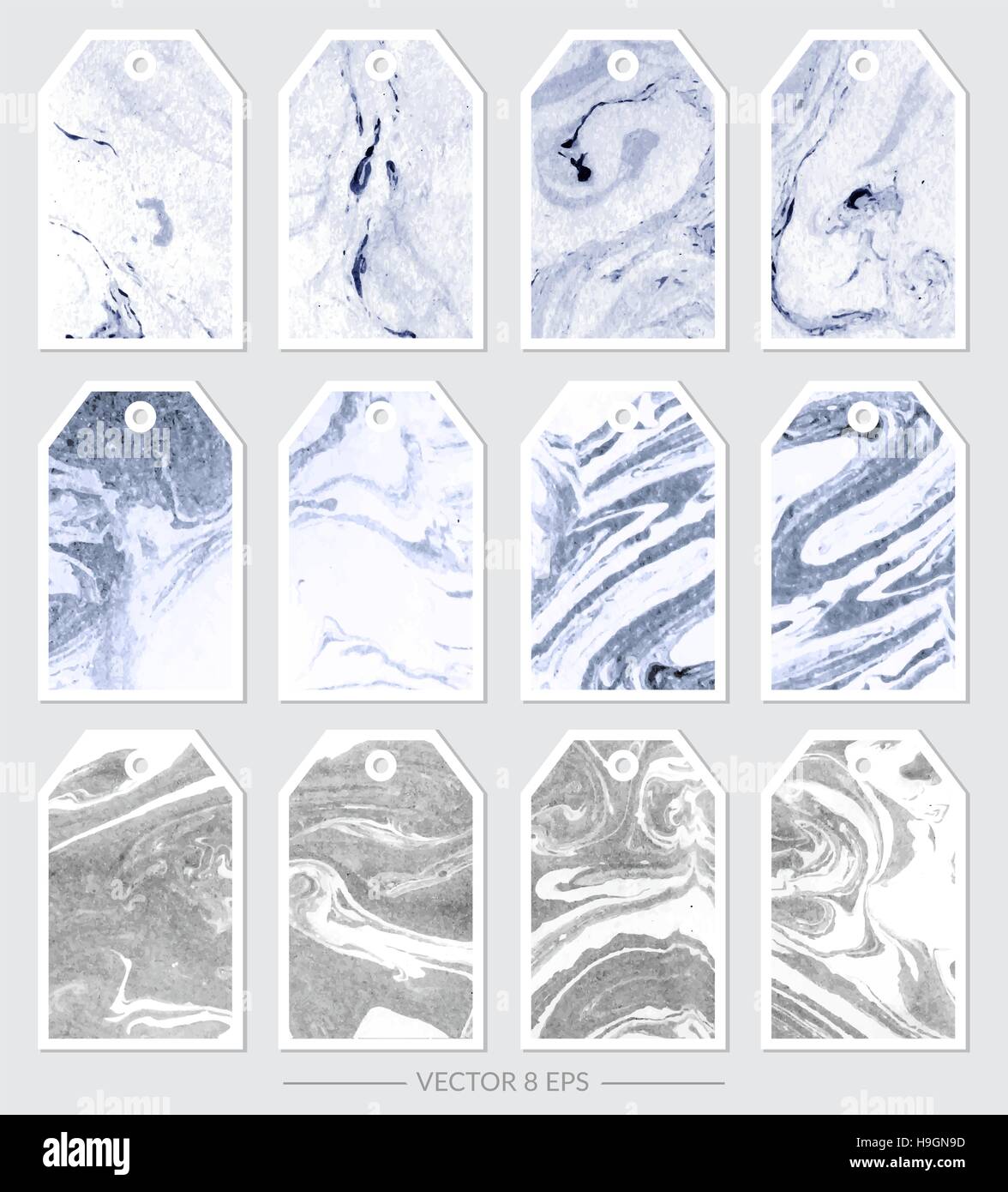 Vector. Set of tags with marble textures. Set of gentle marble textures ...