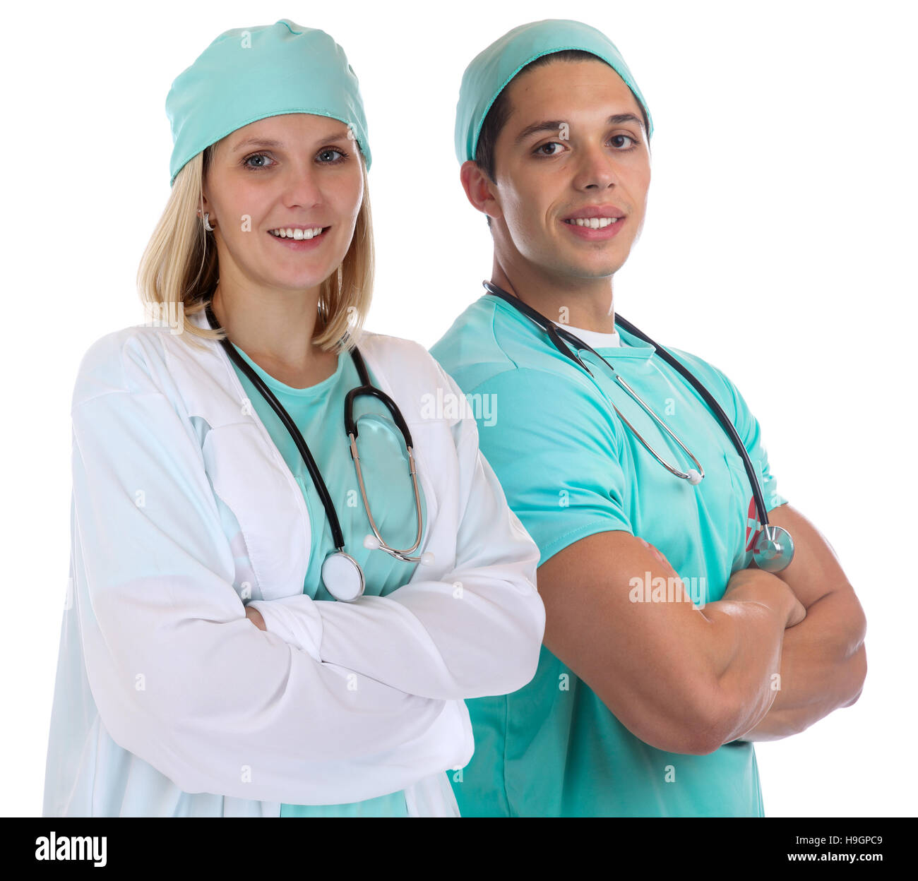 Doctor team young doctors occupation job isolated on a white background ...