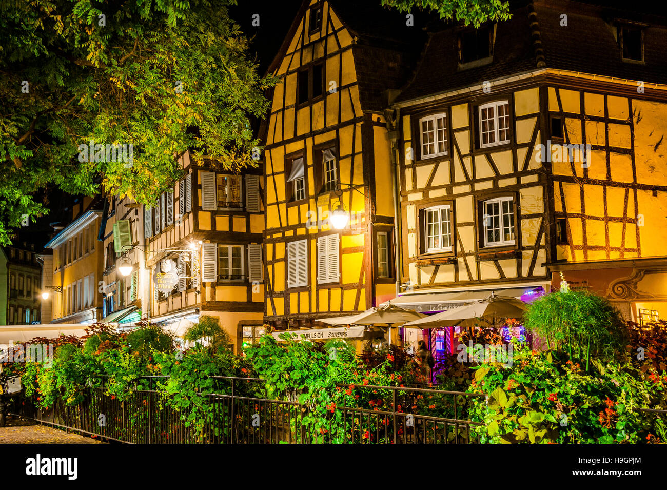 Colmar, scenic picturesque town at night, Alsace, France Stock Photo ...