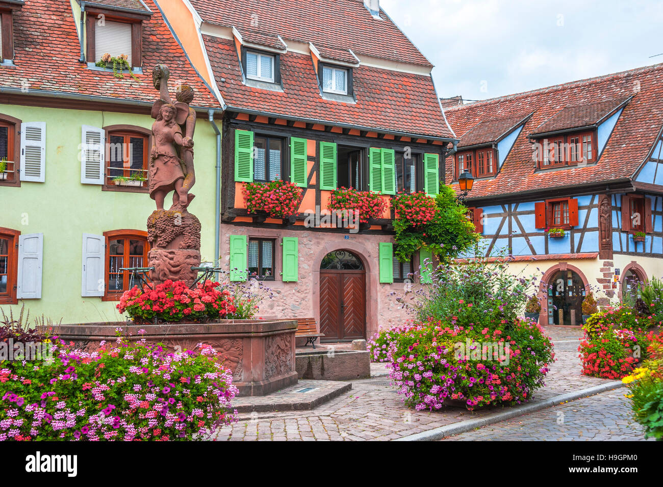 Kientzheim, next to Kaysersberg, scenic village, route of vine Alsatian ...