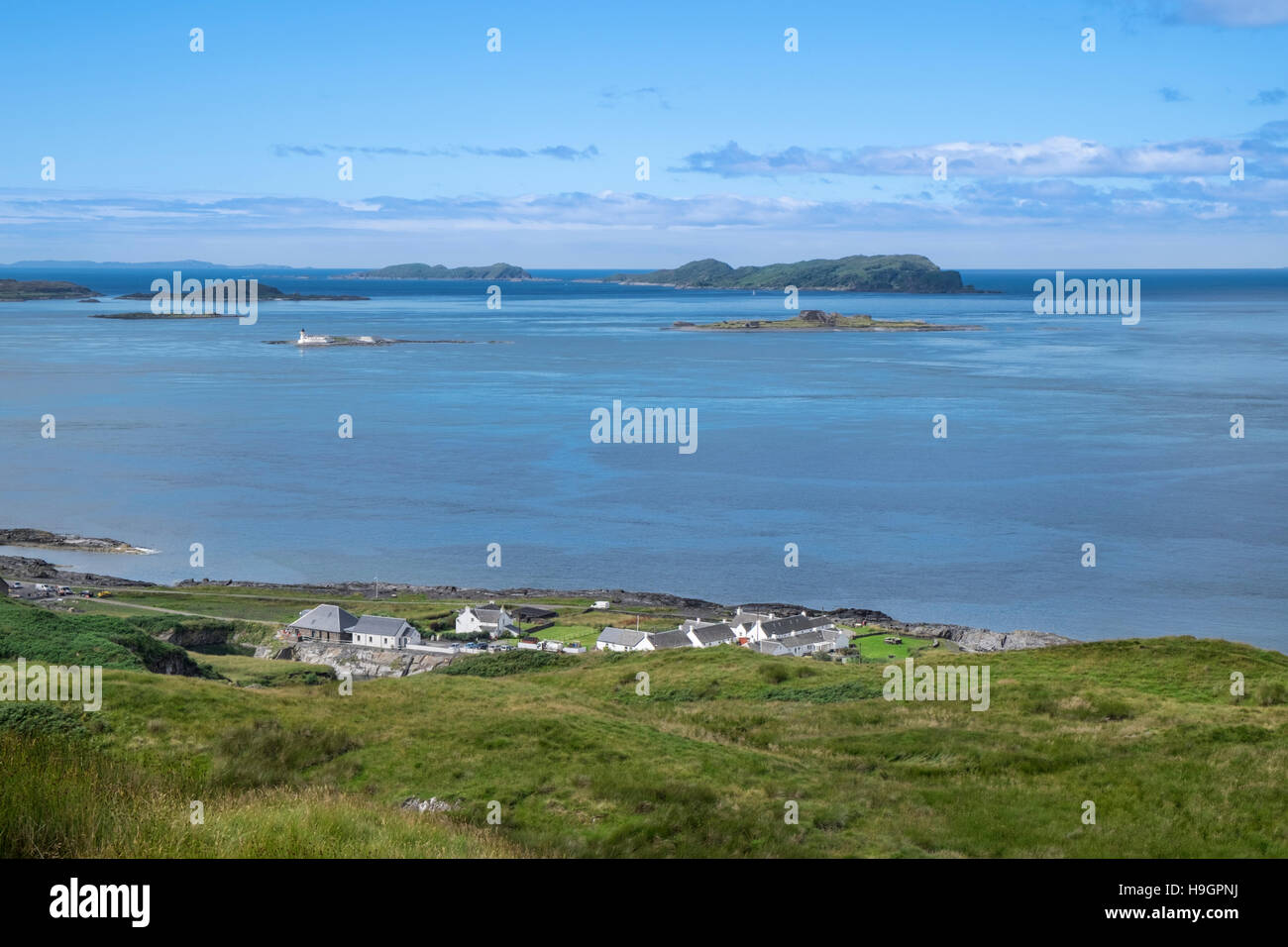 Cullipool and Sound of Luing with Fladda Lighthouse Stock Photo - Alamy