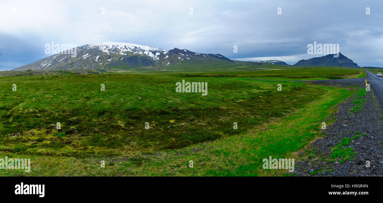 Landscape and the Snaefellsjokull volcano, in the Snaefellsnes ...