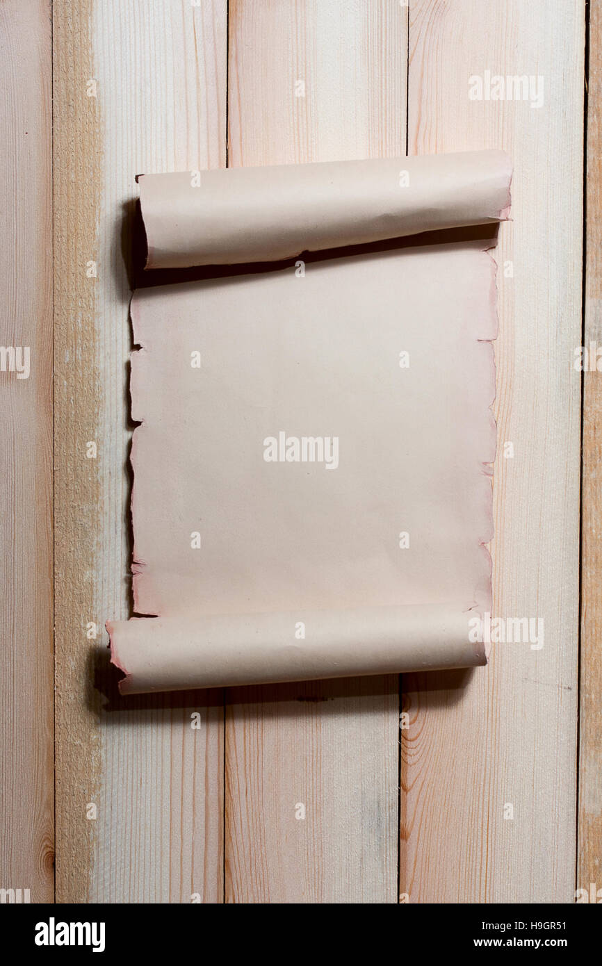 Old paper on wood Stock Photo - Alamy
