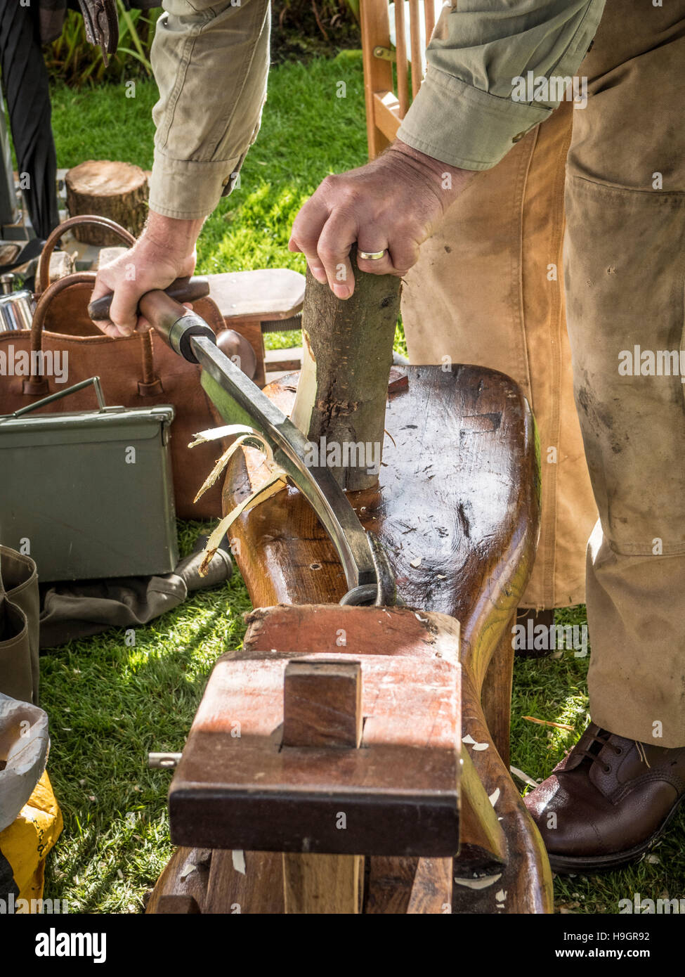 Traditional wood craft at country fair Stock Photo - Alamy