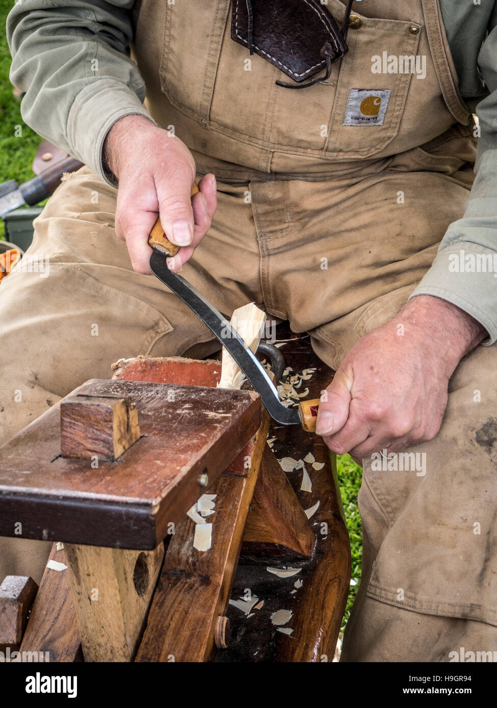 Traditional wood craft at country fair Stock Photo - Alamy