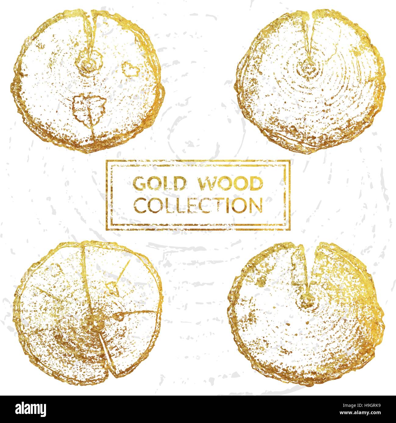 Vector hand drawn wood round split set isolated on white backdrop ...