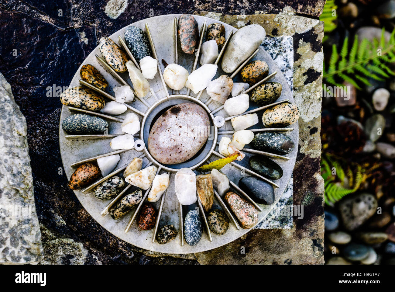 Artistic circle of granite and quartz stone stones as an art display in ...