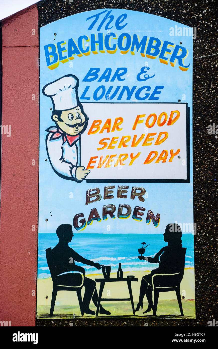 Sign for "The Beachcomber Bar and Lounge" Bar food served every day ...