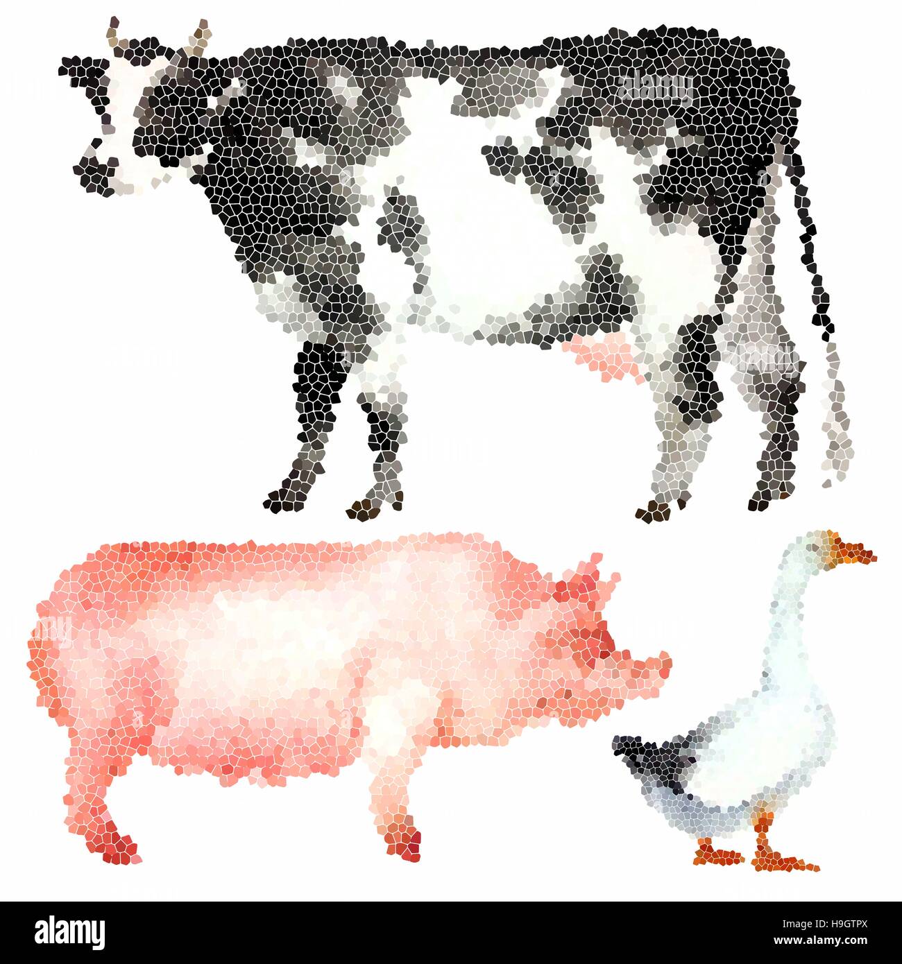 Set realistic farm animals hi-res stock photography and images - Alamy