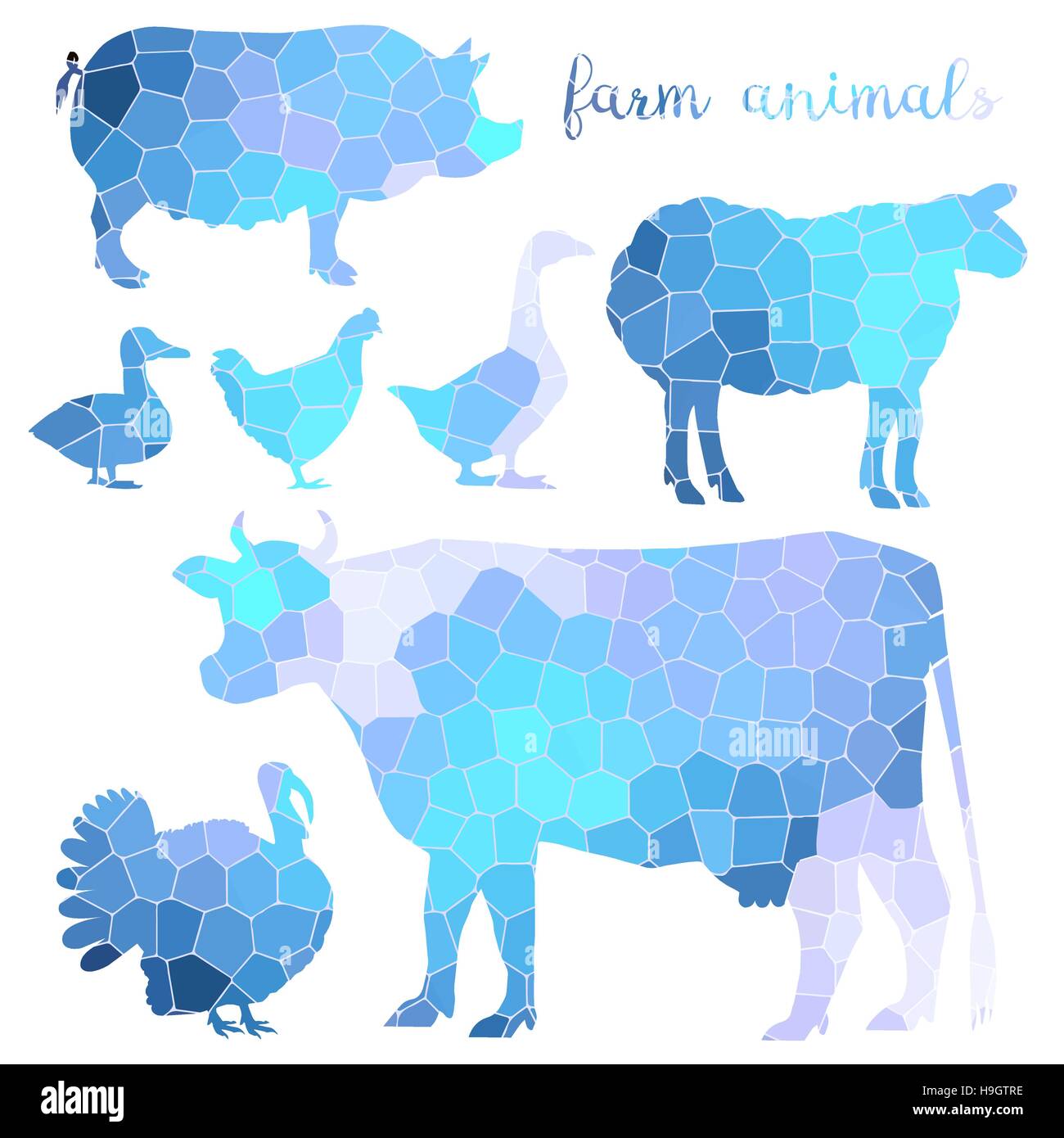Set of farm animals mosaic texture isolated background Stock Vector ...