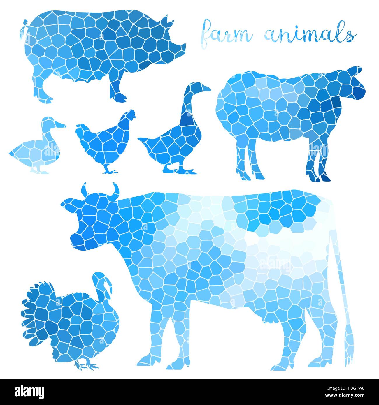 Set of farm animals mosaic texture isolated background Stock Vector ...